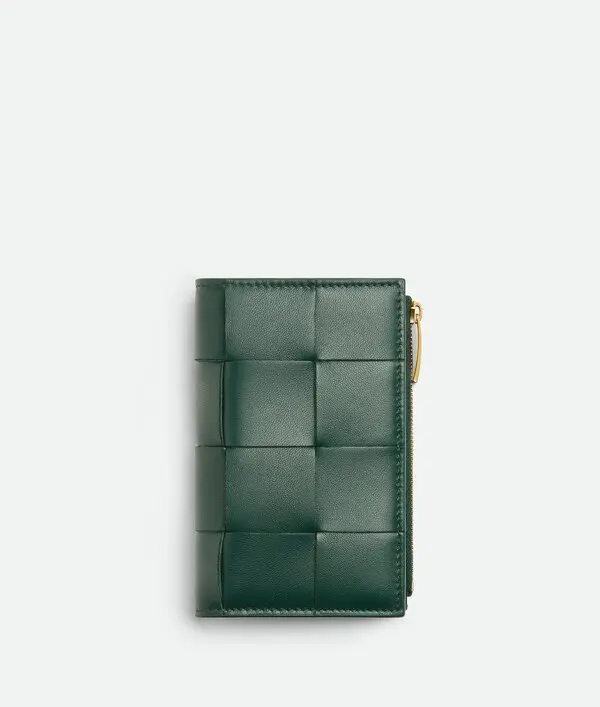 Bottega Veneta Medium Cassette Bi-Fold Zip Wallet - Emerald